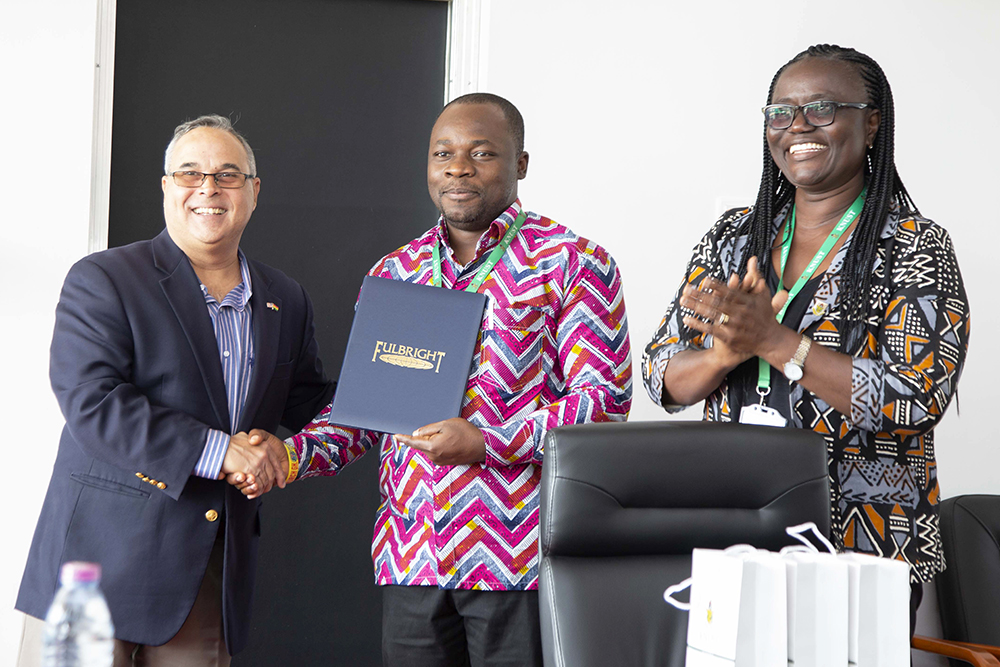 Dr. Christopher Larbie Receives J. W. Fulbright Scholarship Program Certificate | Kwame Nkrumah ...